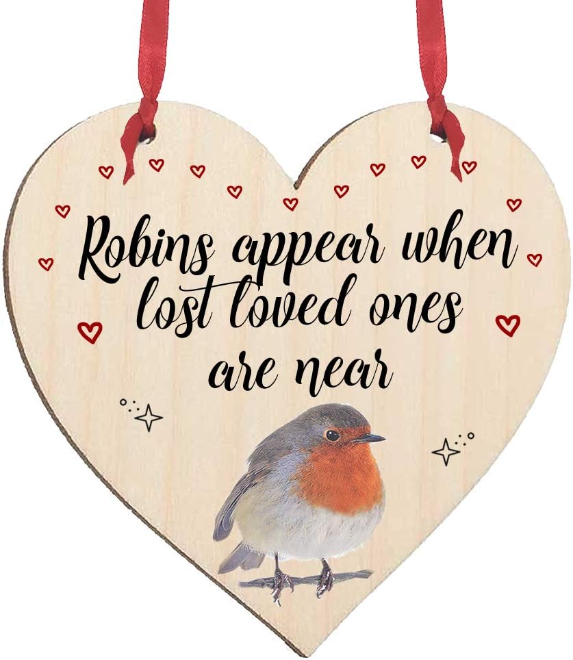 'Robins Appear When Loved Ones Are Near' Plywood Hanging Sign - Idea ...