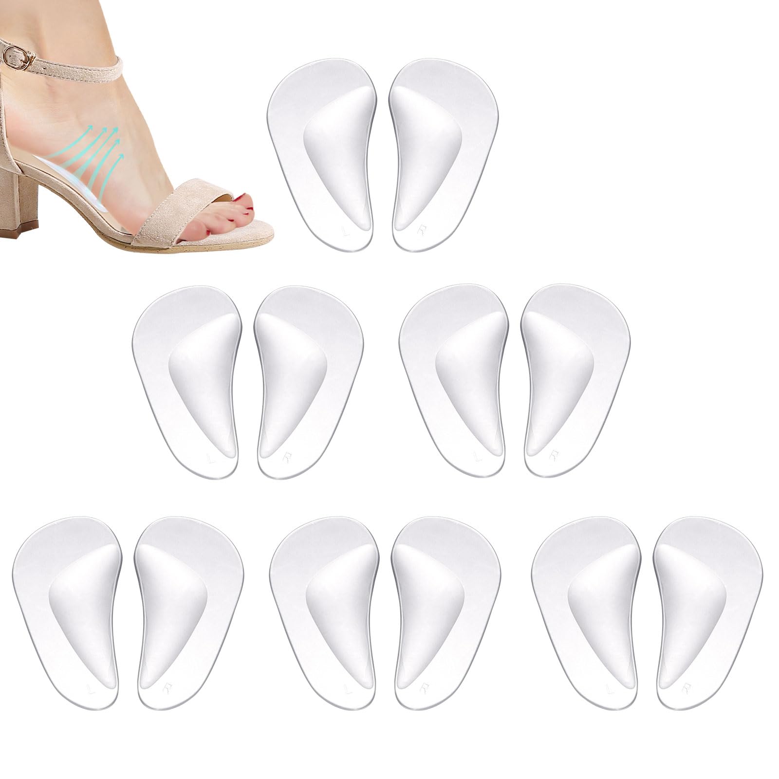 Amazon.com: 12pcs Arch Support Insoles, Transparent Gel Self-Adhesive ...