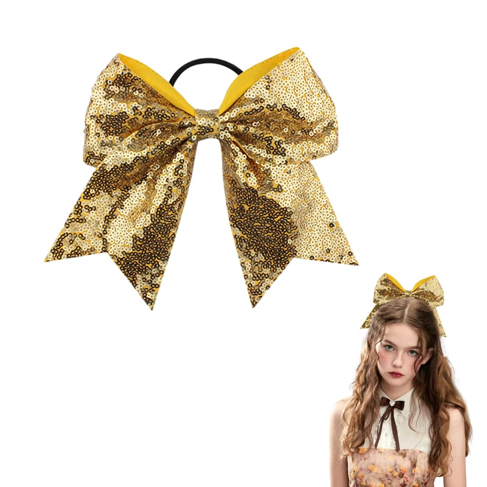 Sequin Bows for Girls Large Cheer Hair Bows Ponytail Elastic Bands ...