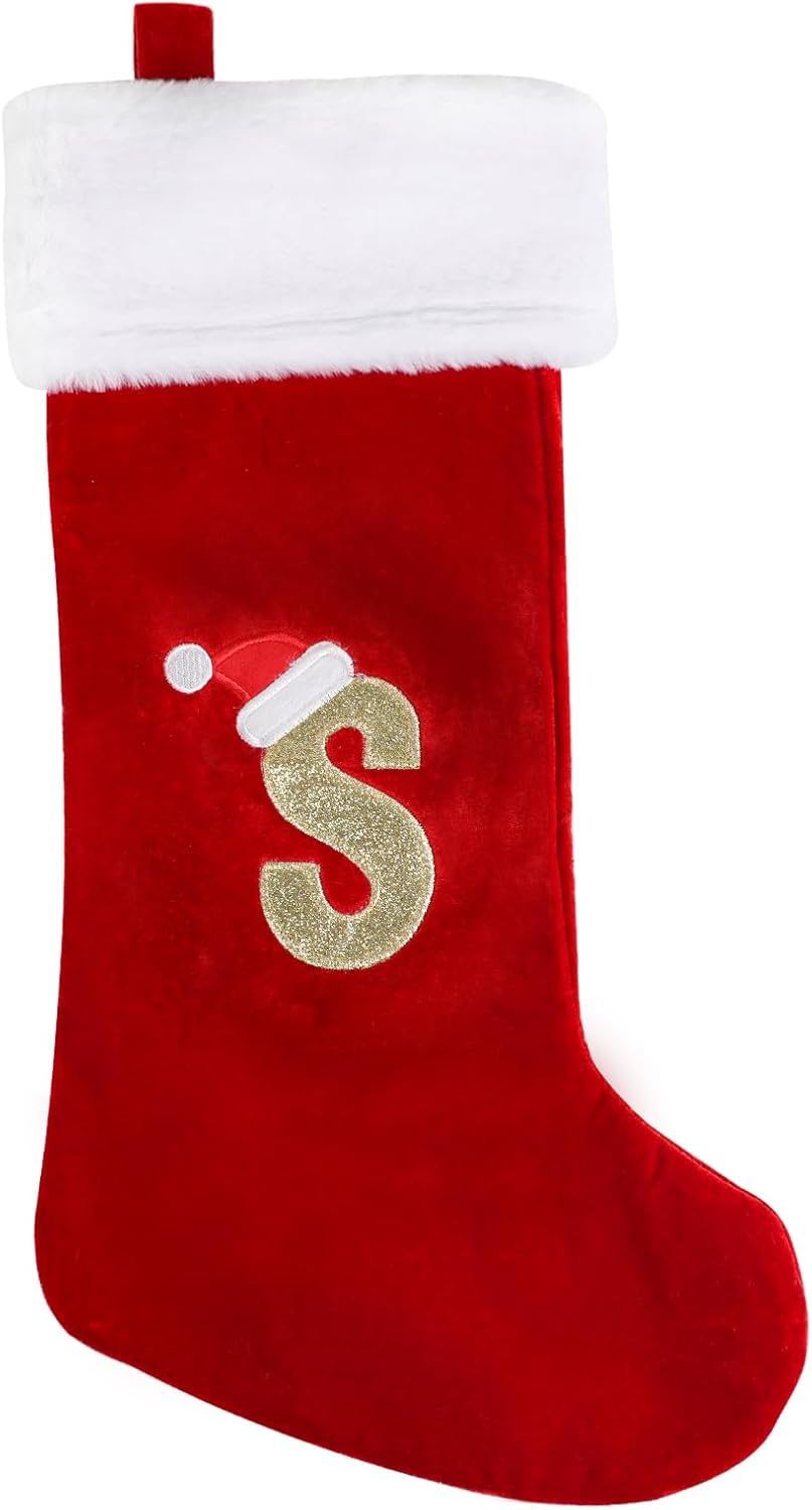 VEYLIN Christmas Stockings with Letters, 20 Inch Plush Christmas ...