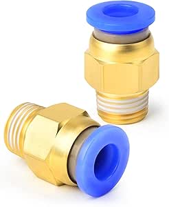 TAILONZ PNEUMATIC Blue Male Straight 6mm Tube OD x 3/8 BSP Push to Connect Fittings PC6-03 (Pack ...