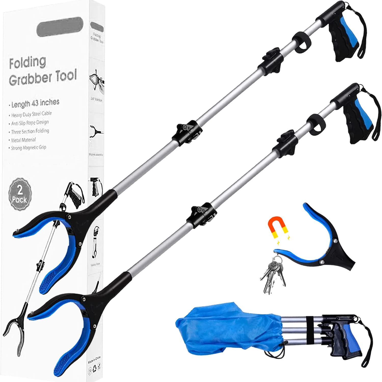 Amazon.com: 34" Grabber Tool - 2 Pack 34 Inch Long Foldable Grabbers ...