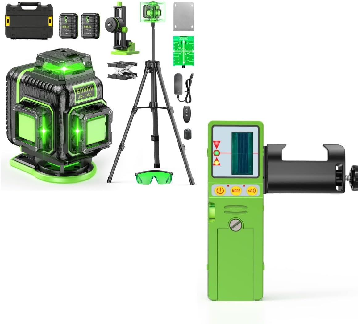 Laser Level 360 Self Leveling with Tripod-Elikliv Laser Detector for ...