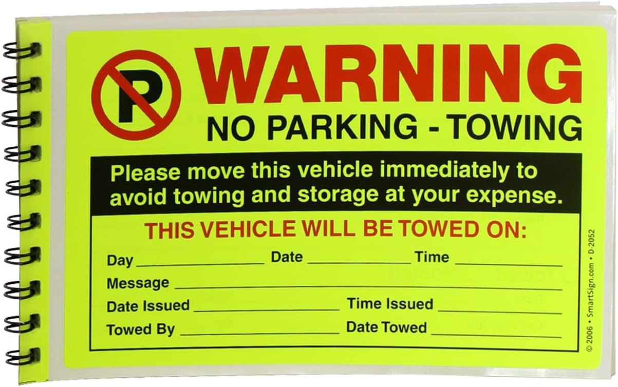 Amazon.com: SmartSign Warning Parking Violation Stickers, Book of 50 ...