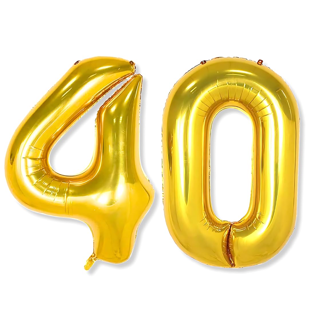 Flyloons 40 number Golden Foil Balloon 16 inch Size Birthday Decoration ...