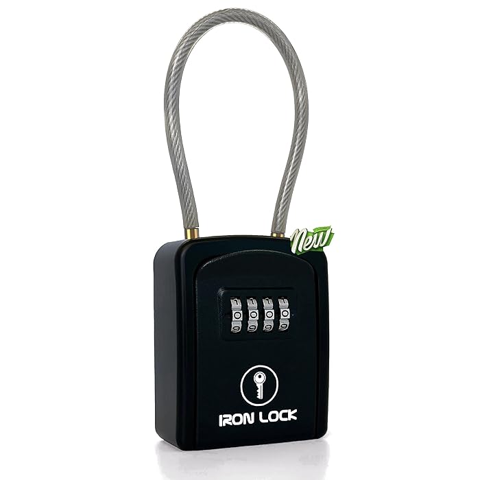 Buy Iron Lock - Cable Shackle Portable Key Lock Box for Keys 4 Digit ...