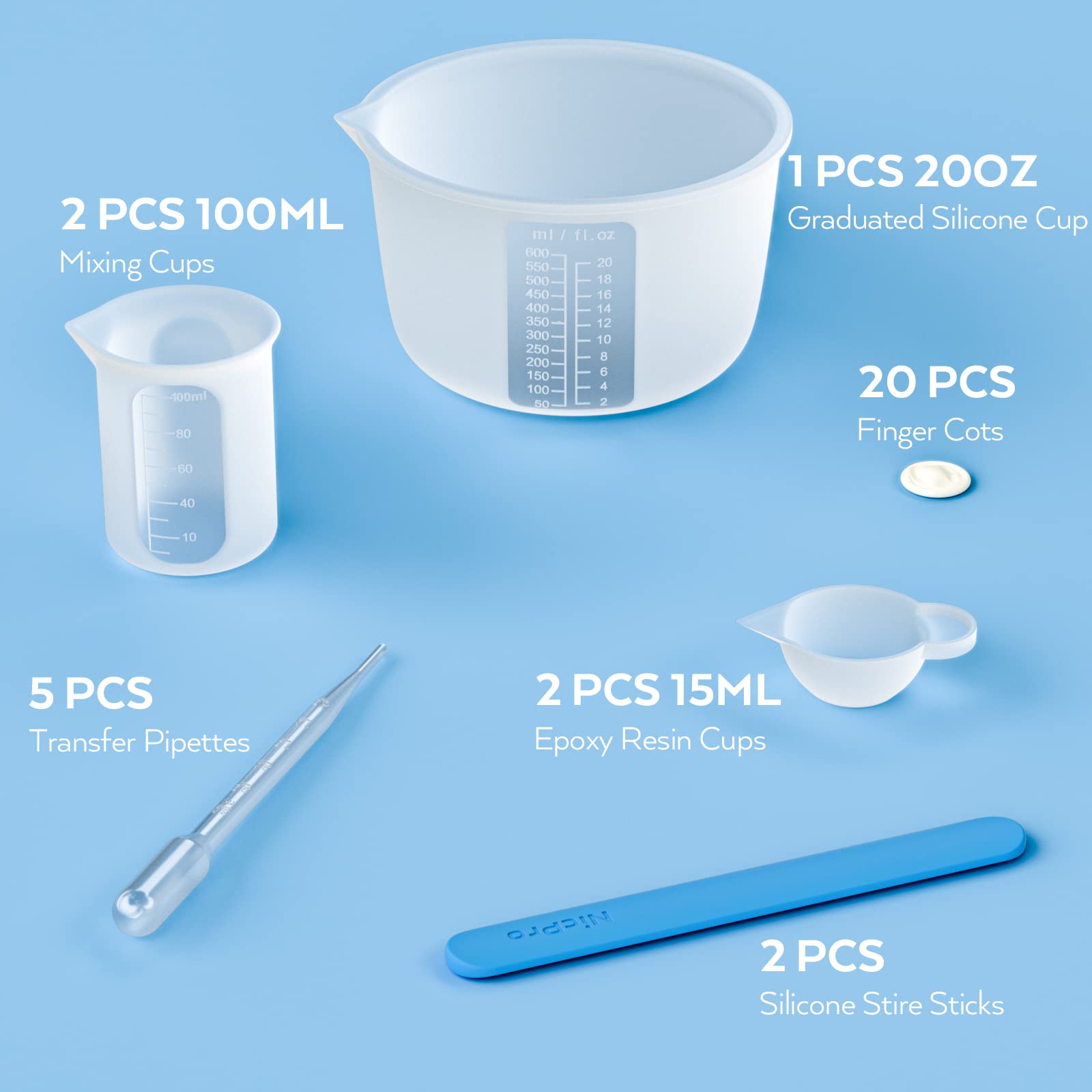 Snapklik.com : Large Silicone Resin Measuring Cups Tool Kit - Nicpro ...