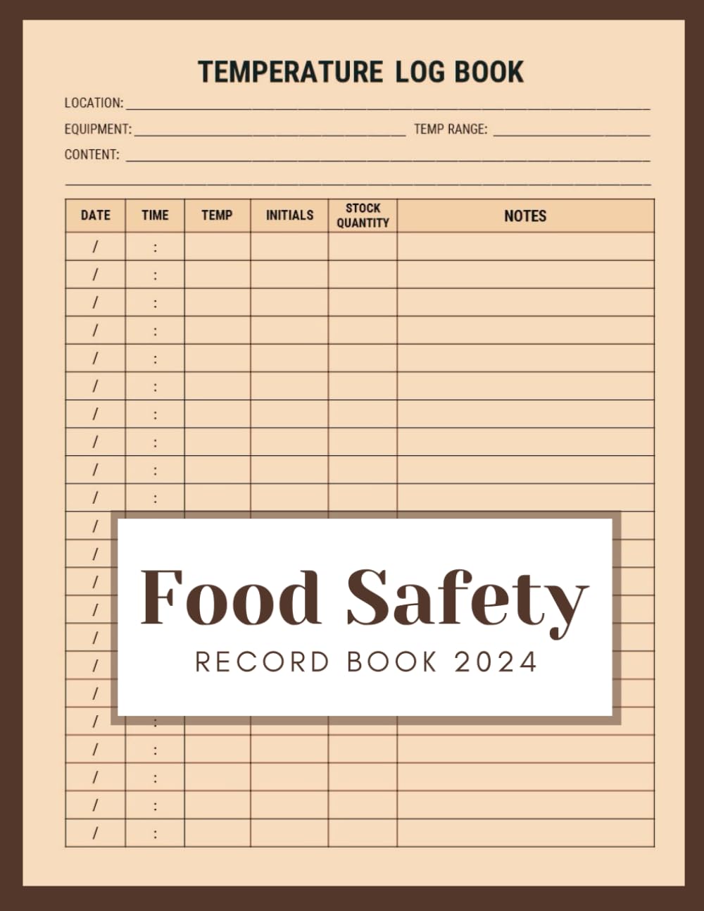 Food Safety Record Book 2024: Food Hygiene Record Book Food Records for ...