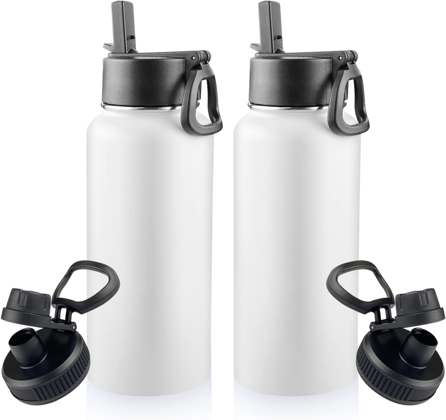 Amazon.com: Volhoply 32 oz Water Bottles Bulk 2 Pack with Straw Lid ...