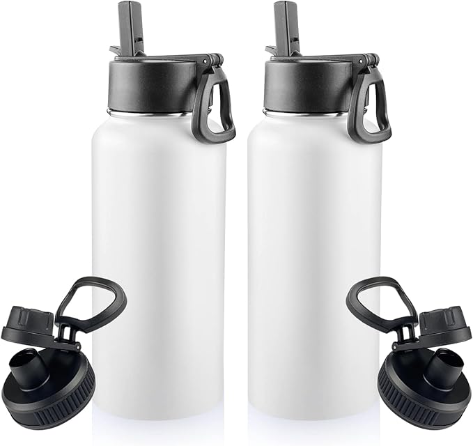 Amazon.com: Volhoply 32 oz Water Bottles Bulk 2 Pack with Straw Lid ...