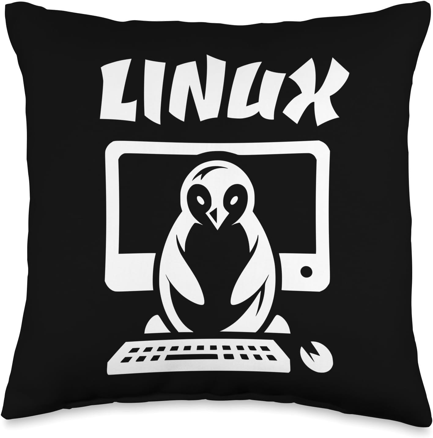 Amazon.com: Linux Tux Penguin in Front of a Computer Monitor Throw ...