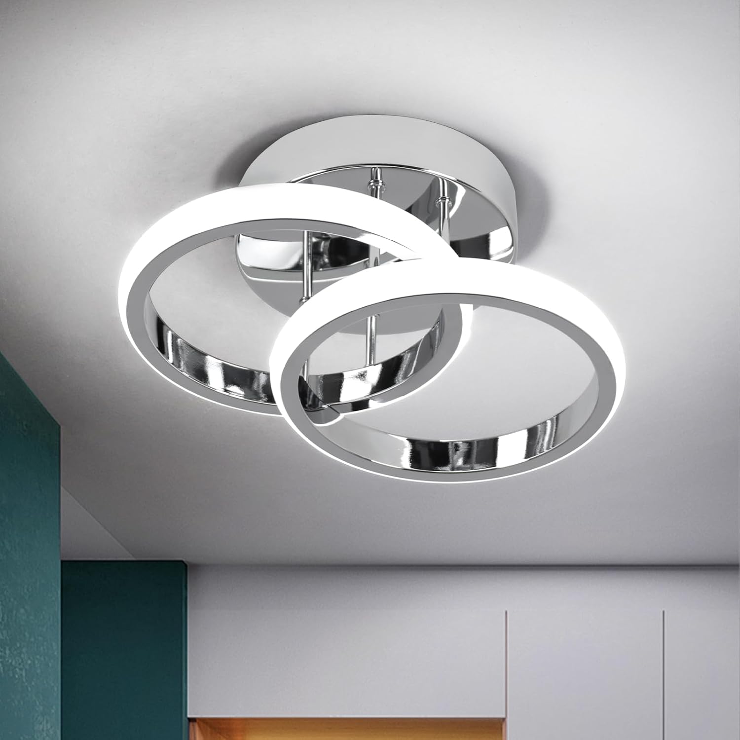 EIDISUNY LED Ceiling Light Modern 24cm Silver Round Simple Ceiling ...