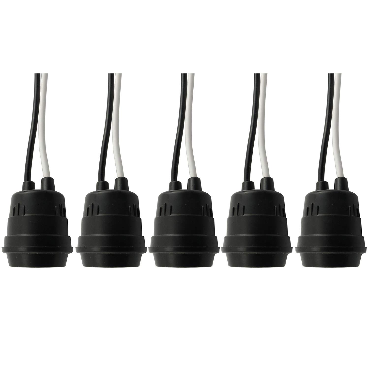 BLLNDX Lamps Base 5PCS Waterproof Black Pigtail Lamp Socket 250V 6A ...
