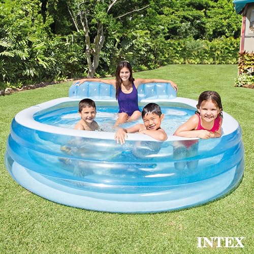 Intex 90" x 86" x 31" Swim Center Round Inflatable Family Lounge Pool ...
