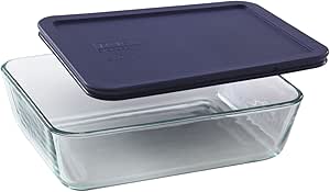 Pyrex 6-Cup Rectangular Glass Food Storage Dish, Blue.
