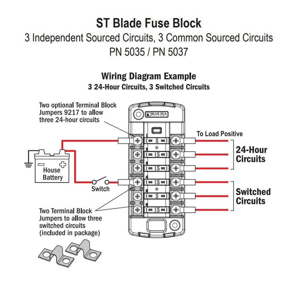 Snapklik.com : Blue Sea Systems 5037 ST Blade Fuse Block - Six ...