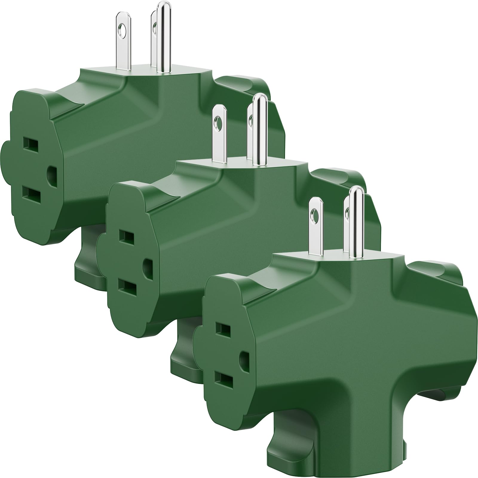 PLUGTUL 3 Way Plug Adapter, 3 Plug Wall Adapter, 3 Prong, Grounded, 15A ...