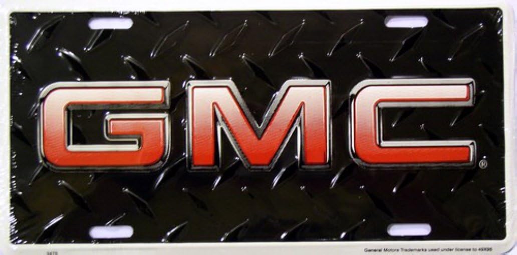 Amazon.com: GMC Diamond Plate Black License Plates Plate Tag Tags auto ...