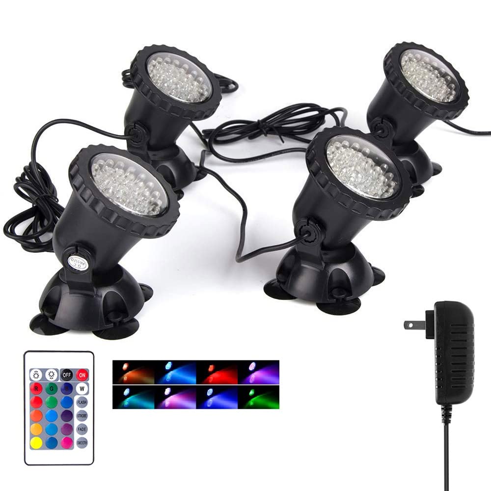 Color Changing Pond Lights, 12W LED Spot Lights IP68 Waterproof Pond ...