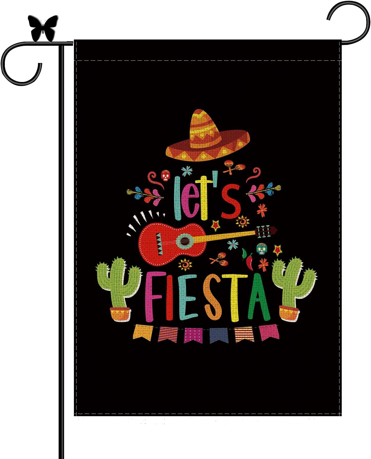 Amazon.com: Linen Mexican Fiesta Garden Flag Double Sided Serape Dahlia ...