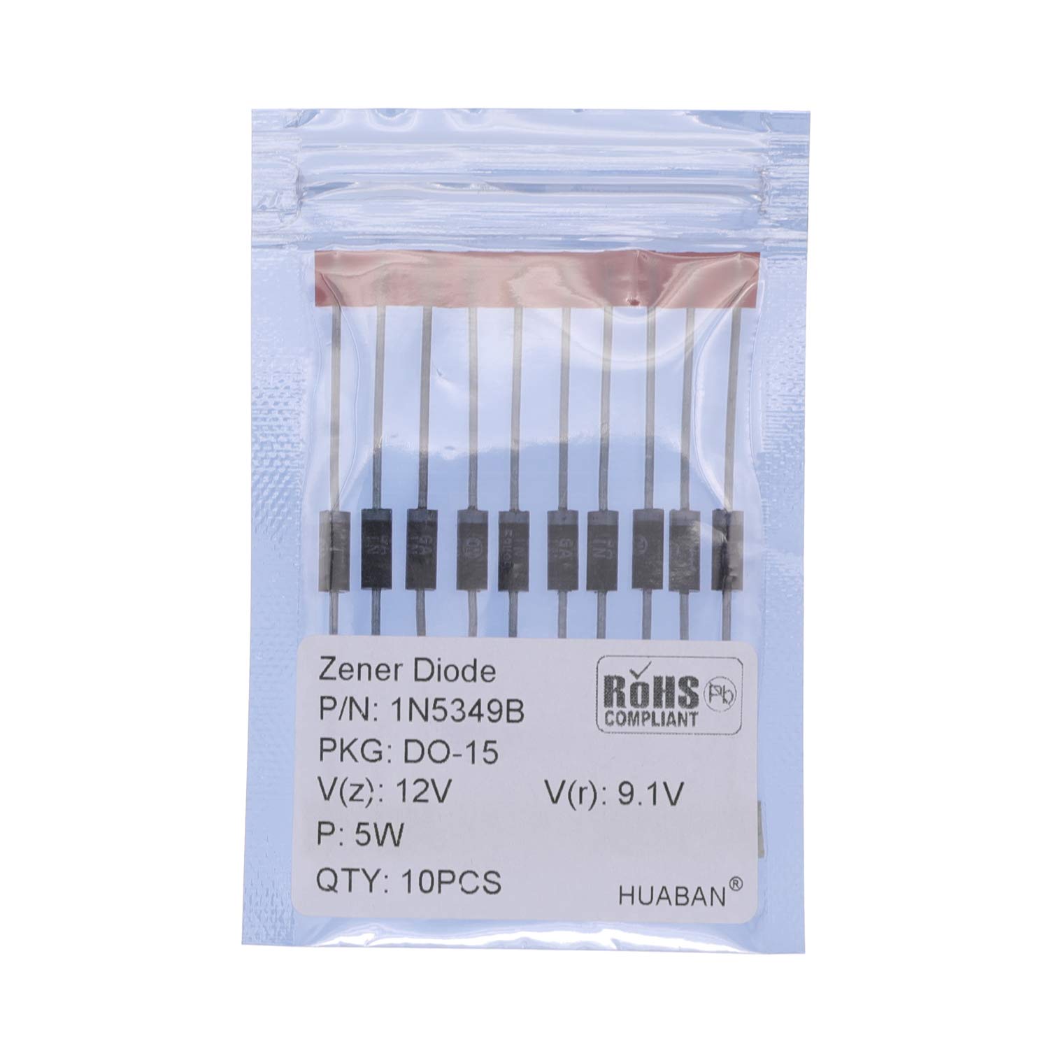 HUABAN 10PCS 1N5349B 1N5349 Power Zener Diode 5W 12V T-18 (CASE17-02 ...