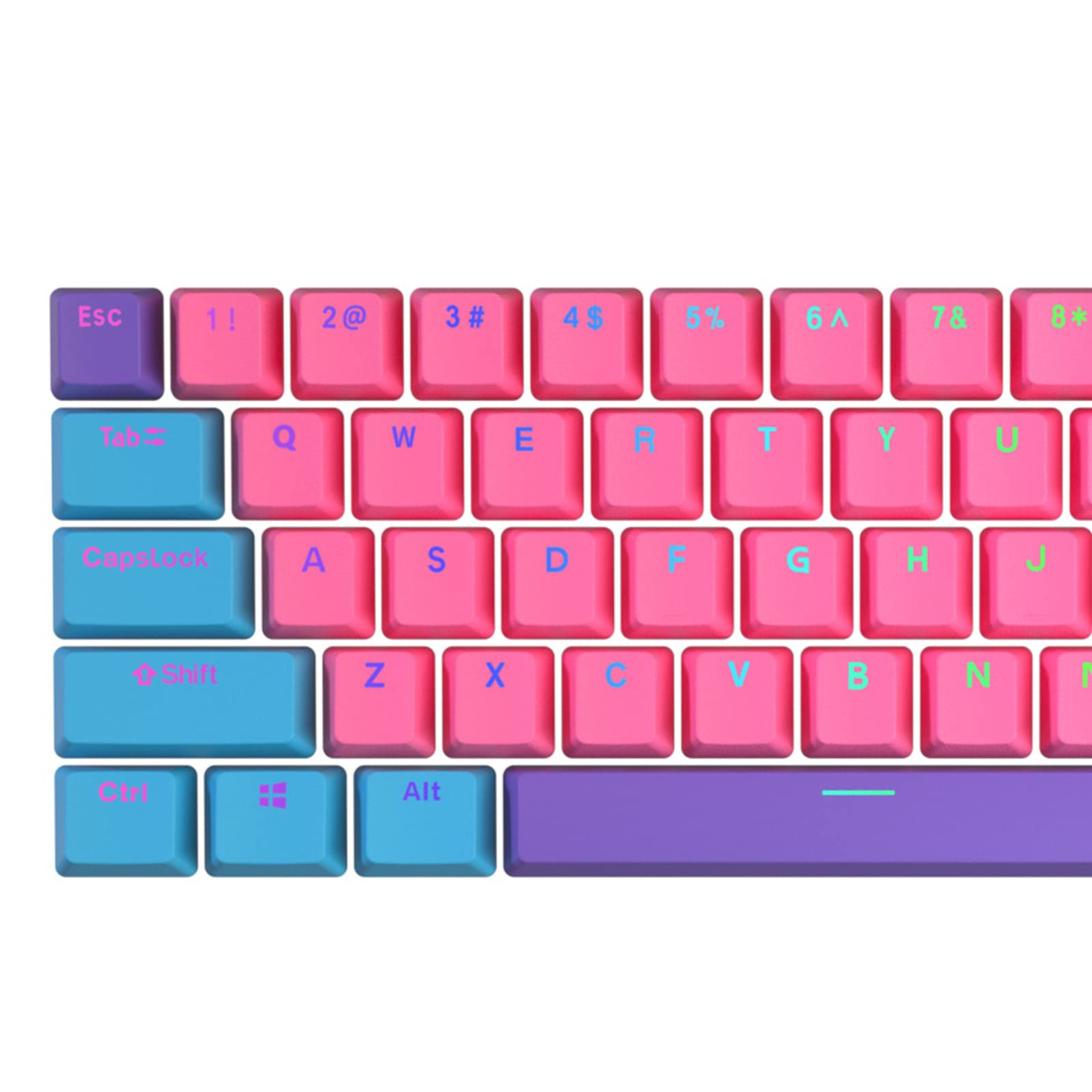 Buy BOYI Shine-Through Keycaps,61 Key ANSI Layout OEM Profile PBT Thick ...