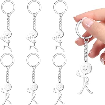 GTILE 6 Pcs Stainless Steel Funny Doodle Keychain, Middle Finger ...