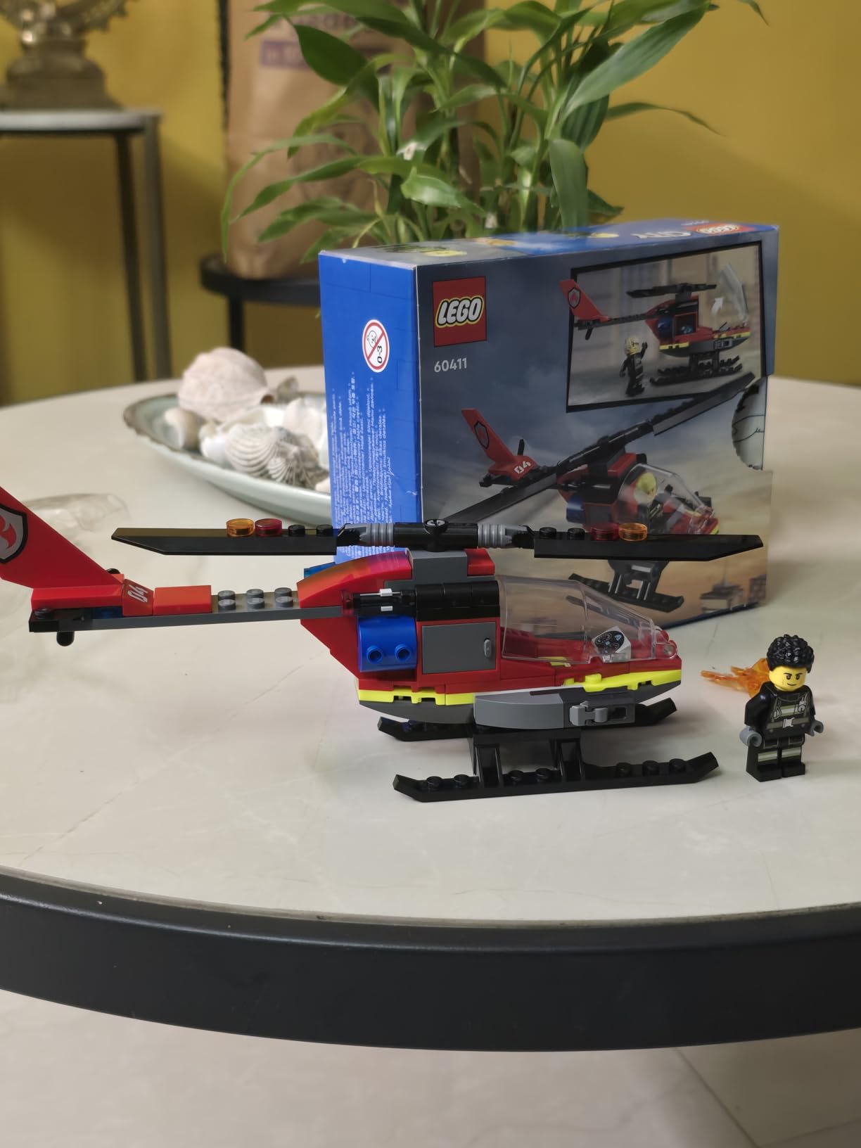 LEGO City Fire Rescue Helicopter Toy with Pilot Minifigure 60411 ...