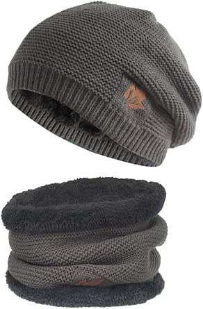 HH HOFNEN Winter Beanie Hat and Infinite Scarf Set Ski Skull Cap Warm ...