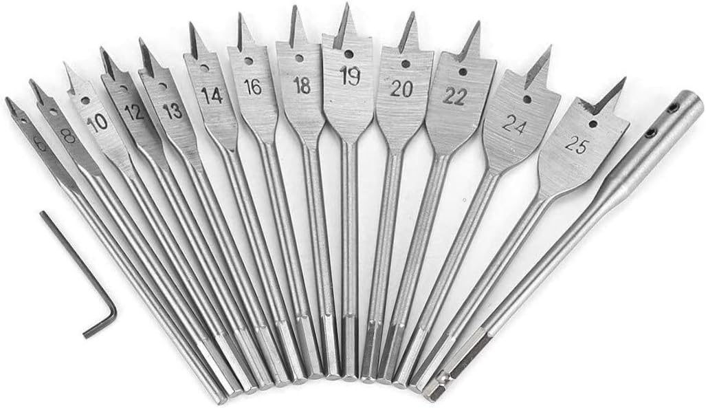KAHEIGN 15Pcs Spade Drill Bit Set, 6mm - 25mm Titanium Coated Carbon ...