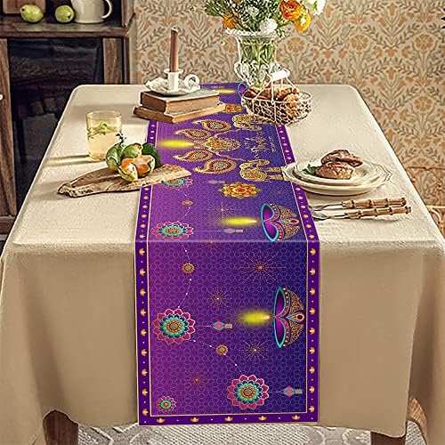 Amazon.com: RenbangUS Happy Diwali Table Runner Cotton and Linen Table ...