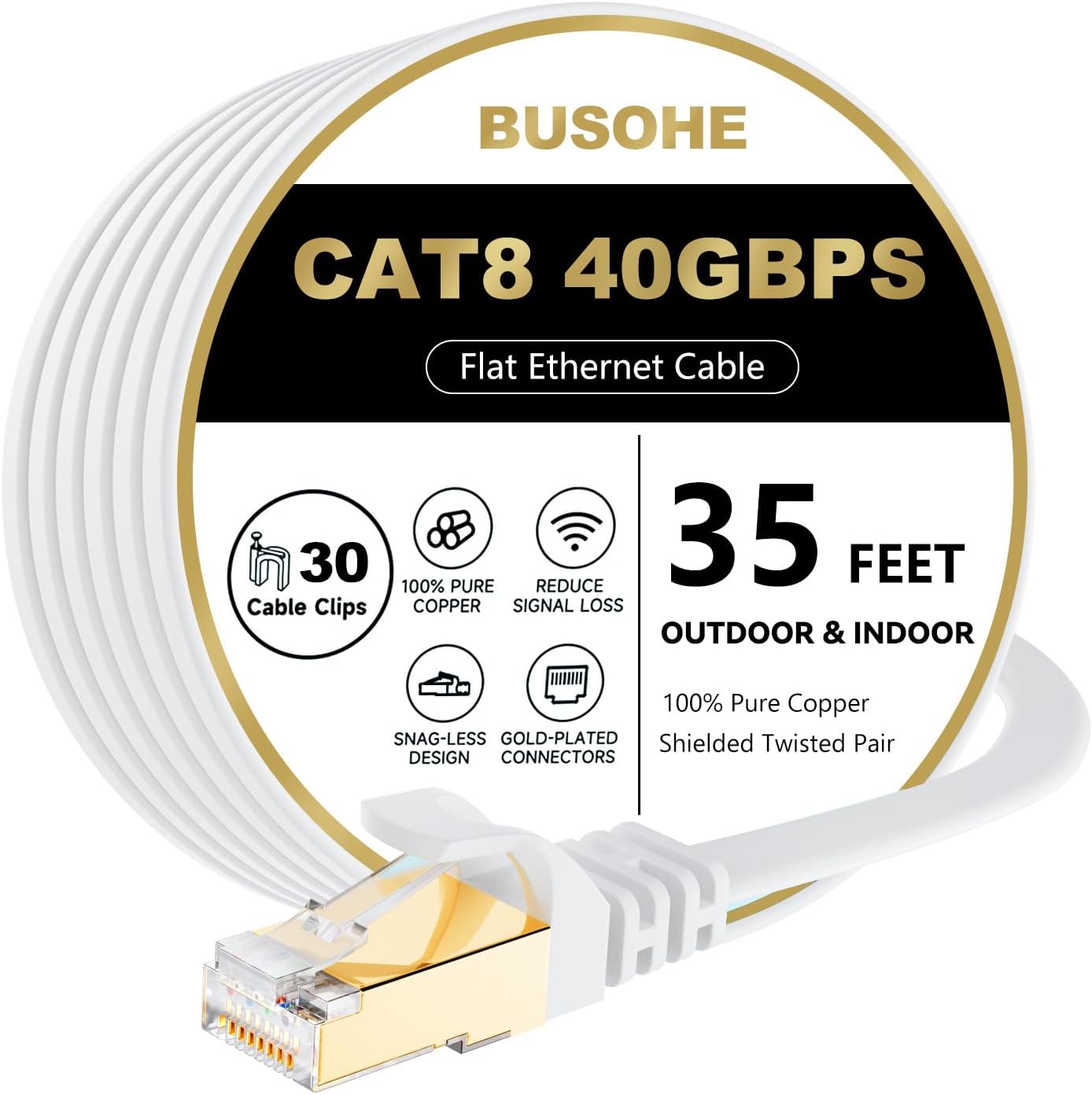 Amazon.com: Cables Direct Online Cat8 White 35FT SFTP Ethernet Patch ...