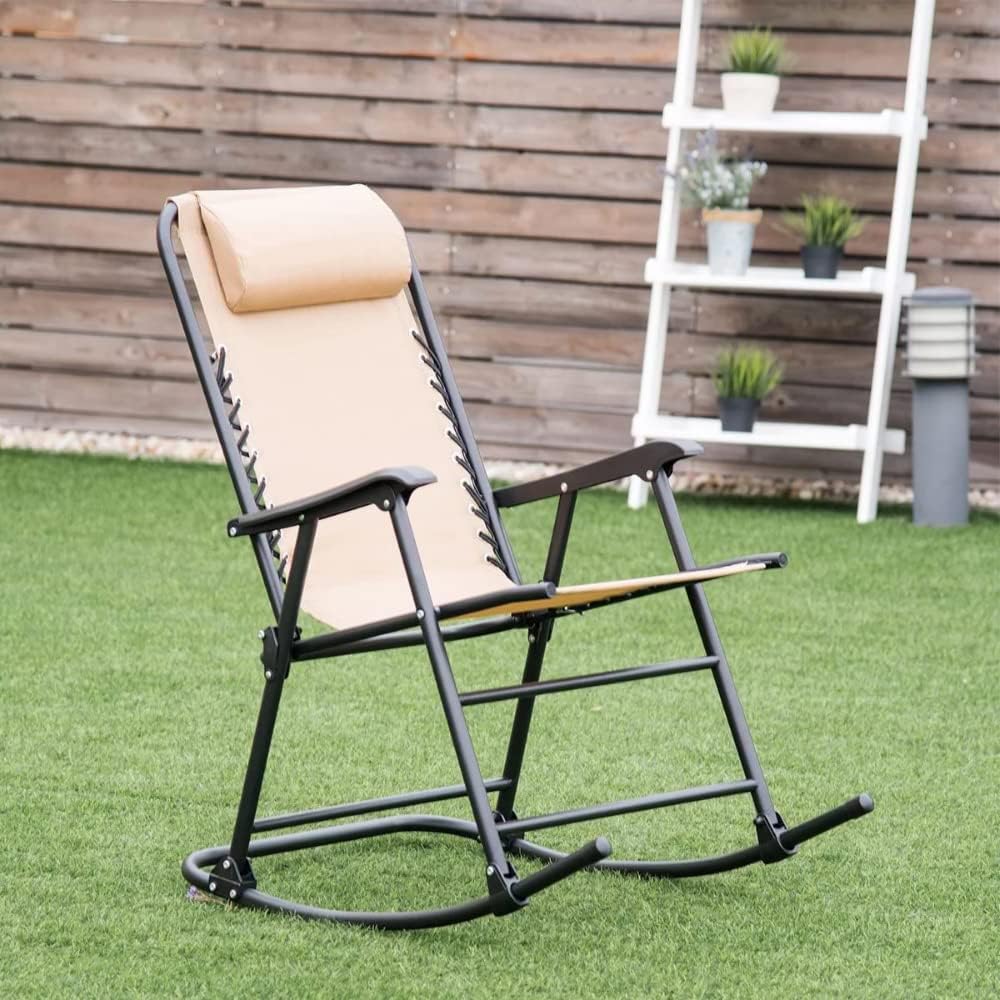 Amazon.com: KAIALE Folding Zero Gravity Rocking Chair Rocker Porch ...