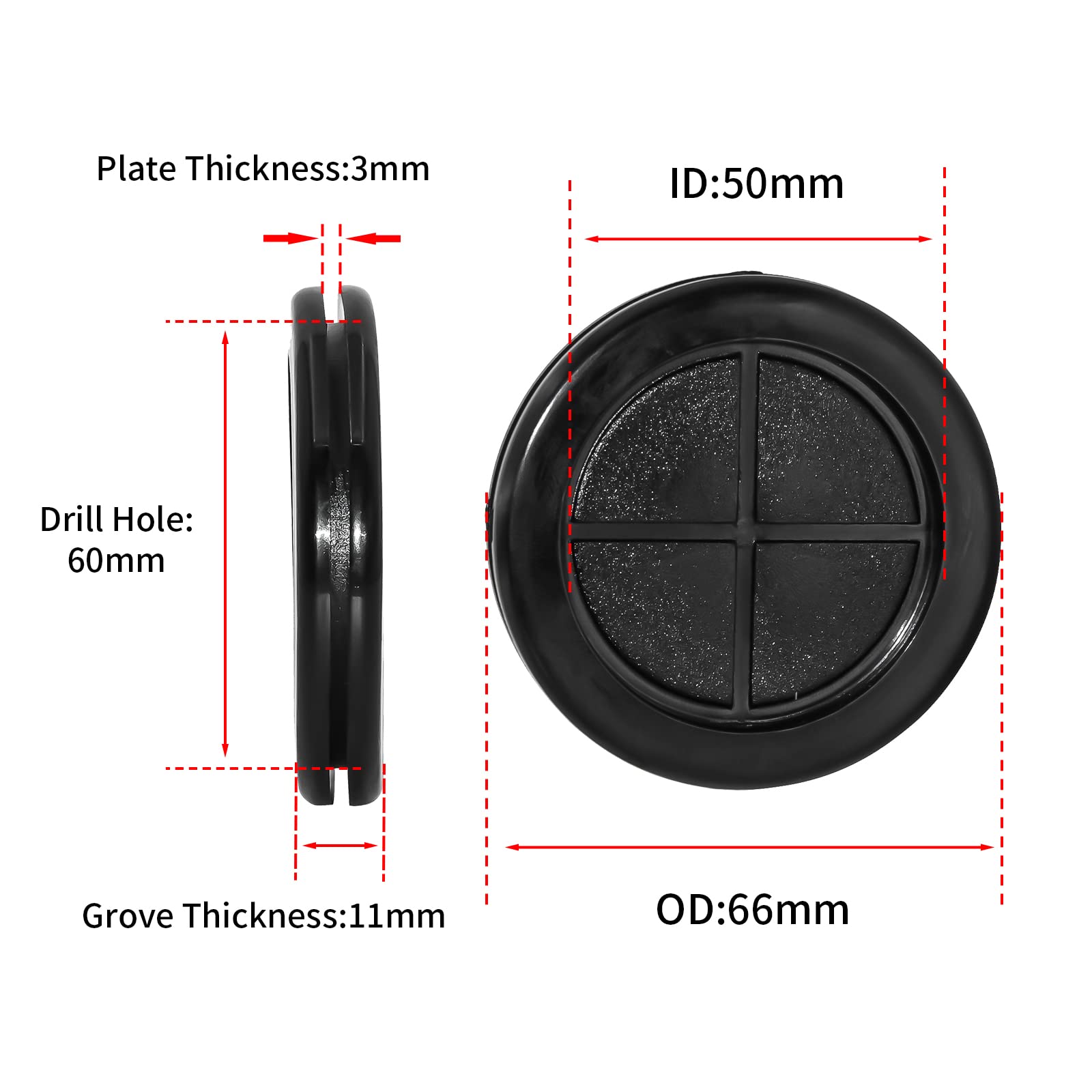 Snapklik.com : 4-Pack Round Rubber Hole Plugs, 60 Mm 2-3/8" Drill Hole ...