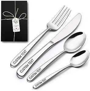 Amazon.com | Personalized Silverware Set, Custom Engraved Name ...