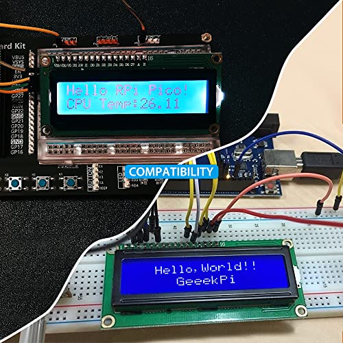 Geeekpi 2 Pack I2c 1602 Lcd Display Module 16x2 Character Serial Blue Backlight Lcd Module For