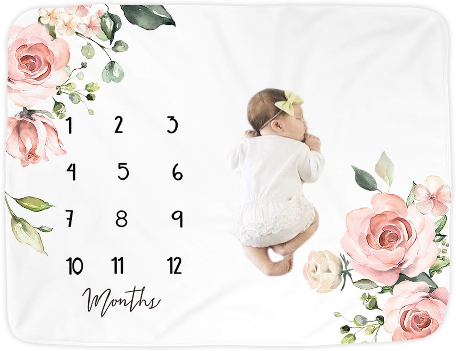 Amazon.com: Baby Monthly Milestone Blanket for Boy Girl Soft Floral ...