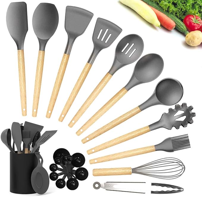 Kitchen Utensil Set, CIYOYO 23Pcs Silicone Utensils Set for Nonstick ...