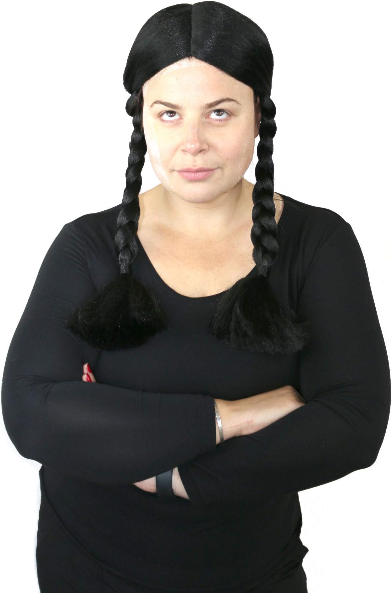 Amazon.com: City Costume Wigs Wendy Black Braids with Bangs Women's and ...