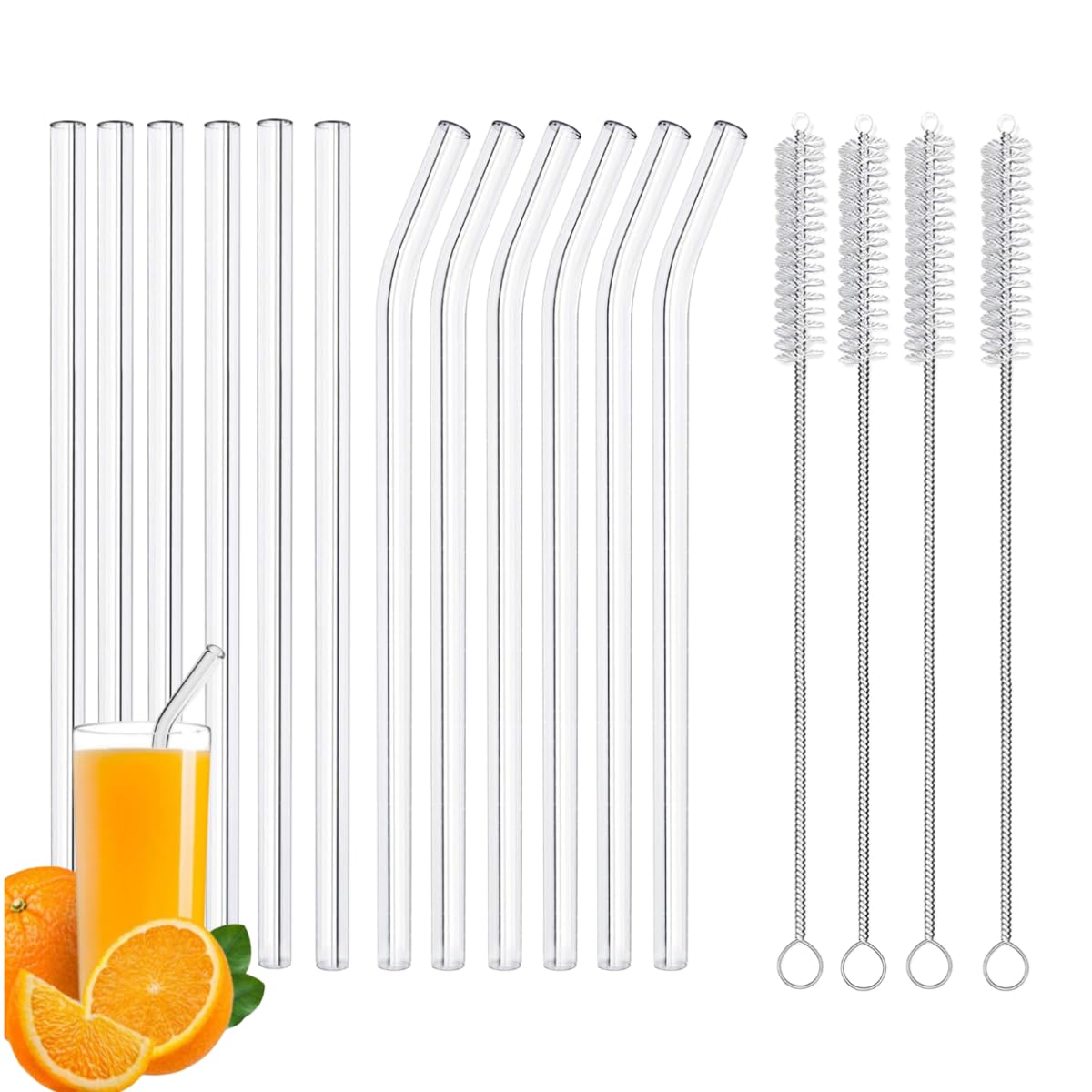 Amazon.com: JDILOVEMART16-PCS reusable transparent glass drinking straw ...