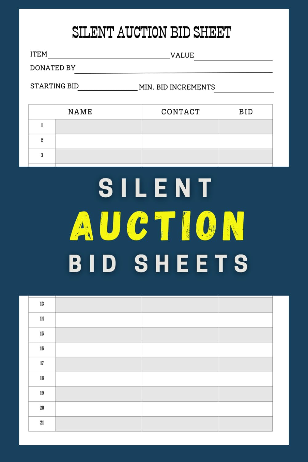 Silent Auction Bid Sheets: Auction Bidding Forms, Silent Auction Bid ...