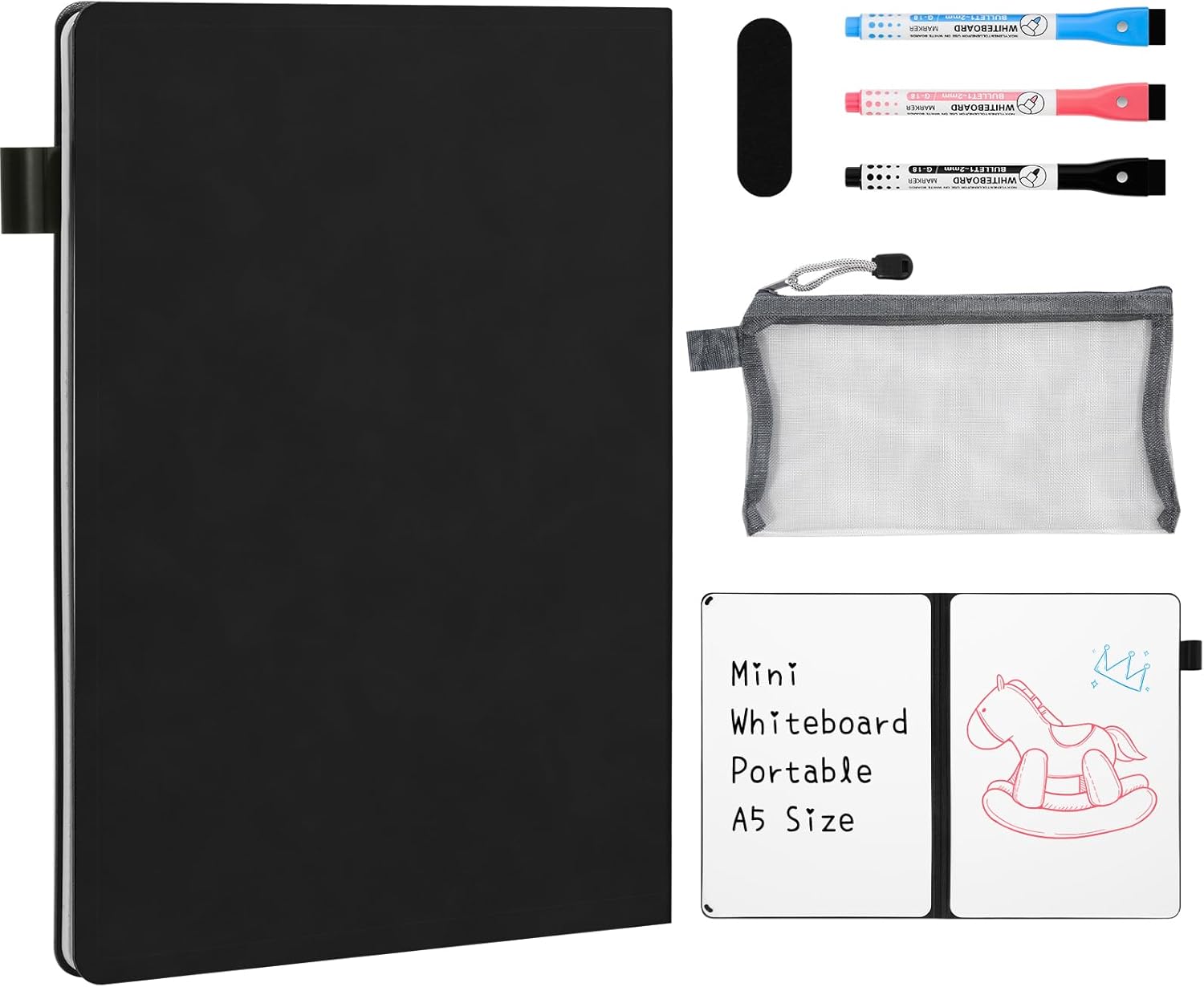 AGM A5 Mini Whiteboard, Portable Dry Erase Board with 3 Colored Markers ...