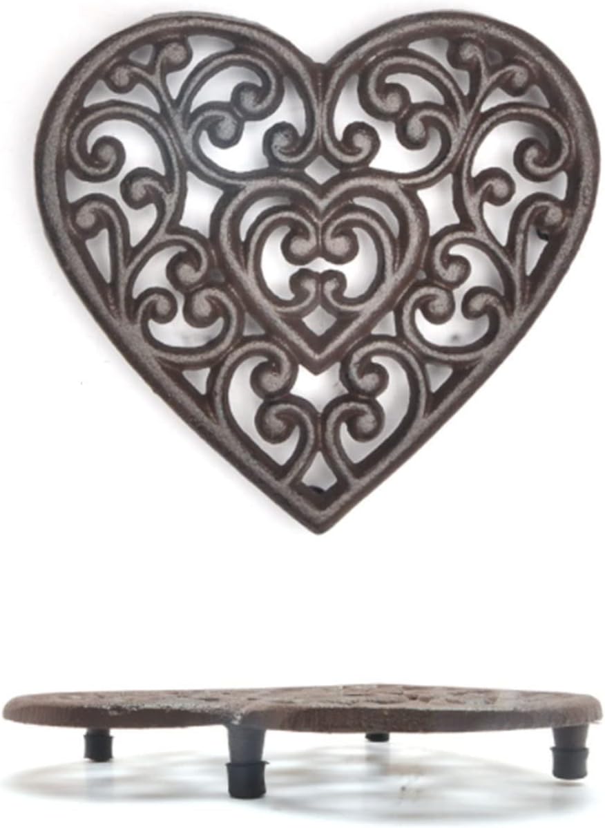 Amazon.com: LECUNE Cast Iron Trivet, Decorative Heart-Shaped Trivet Mat ...