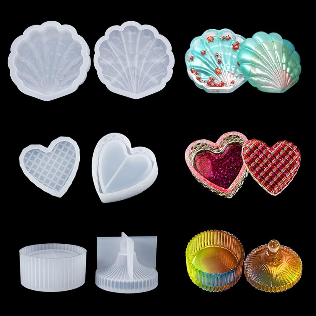 Amazon.com: iSuperb Set of 3 Resin Jewelry Box Molds with Lid Striped ...