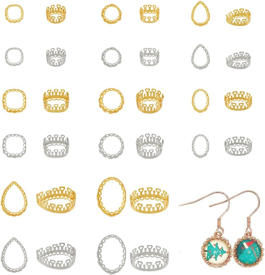 Amazon.com: SUPERFINDINGS 32Pcs 16 Styles Brass Cabochon Connectors ...