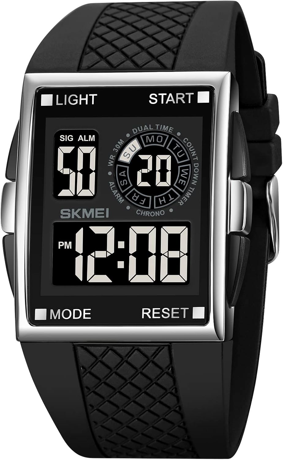 XCZAP Men's Luminous Square Digital Sports Watch Waterproof Countdown ...