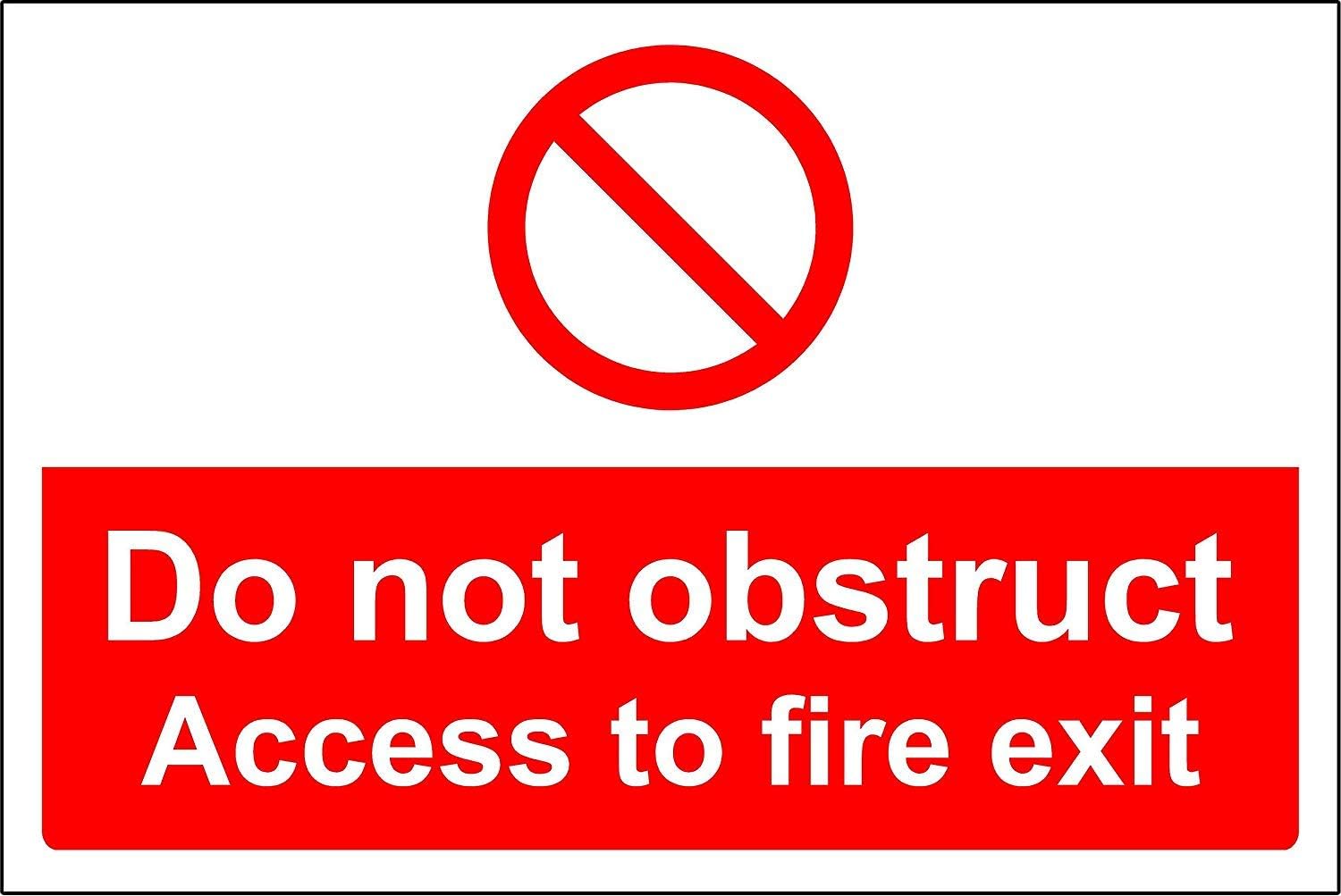 Escape route keep clear Do not obstruct access to fire exit safety sign ...