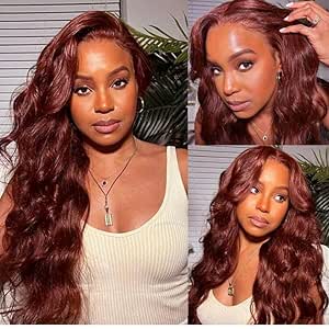 Amazon.com : Geoyern Reddish Brown Lace Front Wigs Human Hair Body Wave13x4 HD Lace Front Wig ...