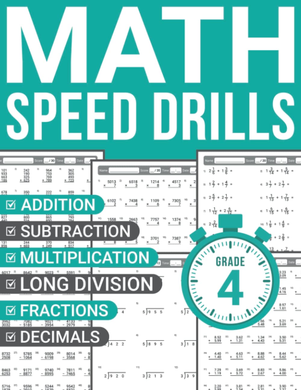 Math Speed Drills 4th Grade: Math Activity Book for Kids Ages 9-11 ...