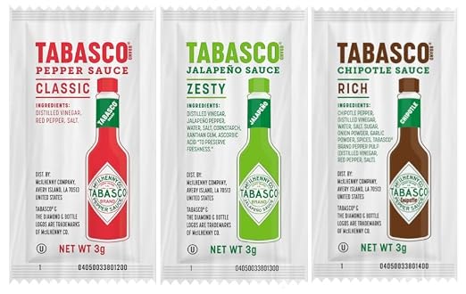 Amazon.com : Tabasco Hot Sauce Single Serve Packets, Classic Pepper ...